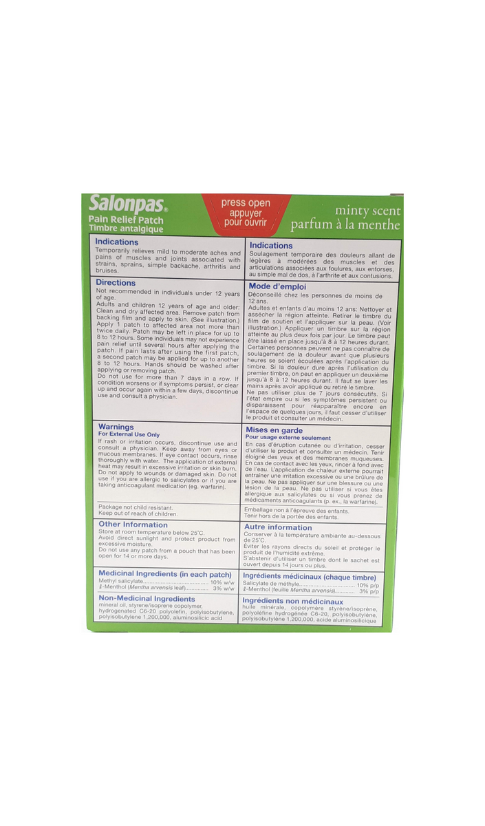 Salonpas Topical Patches , 5 patches – Green Valley Pharmacy