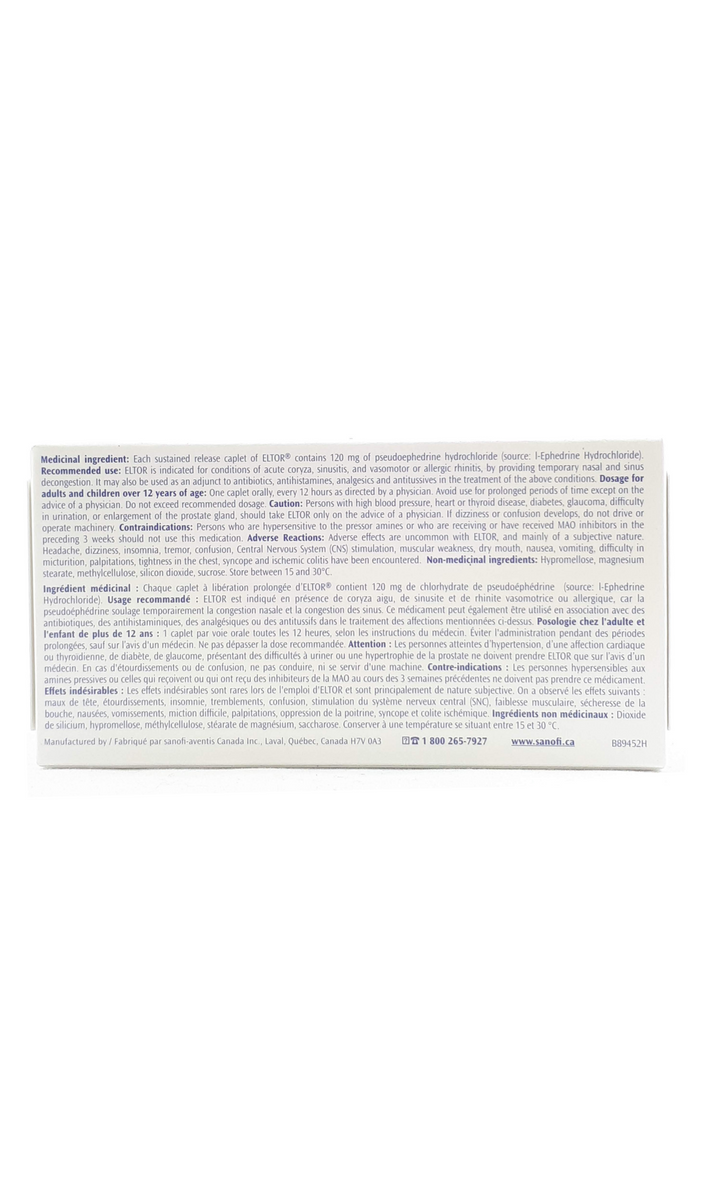 Eltor, Decongestant, 120mg, 12 caplets – Green Valley Pharmacy