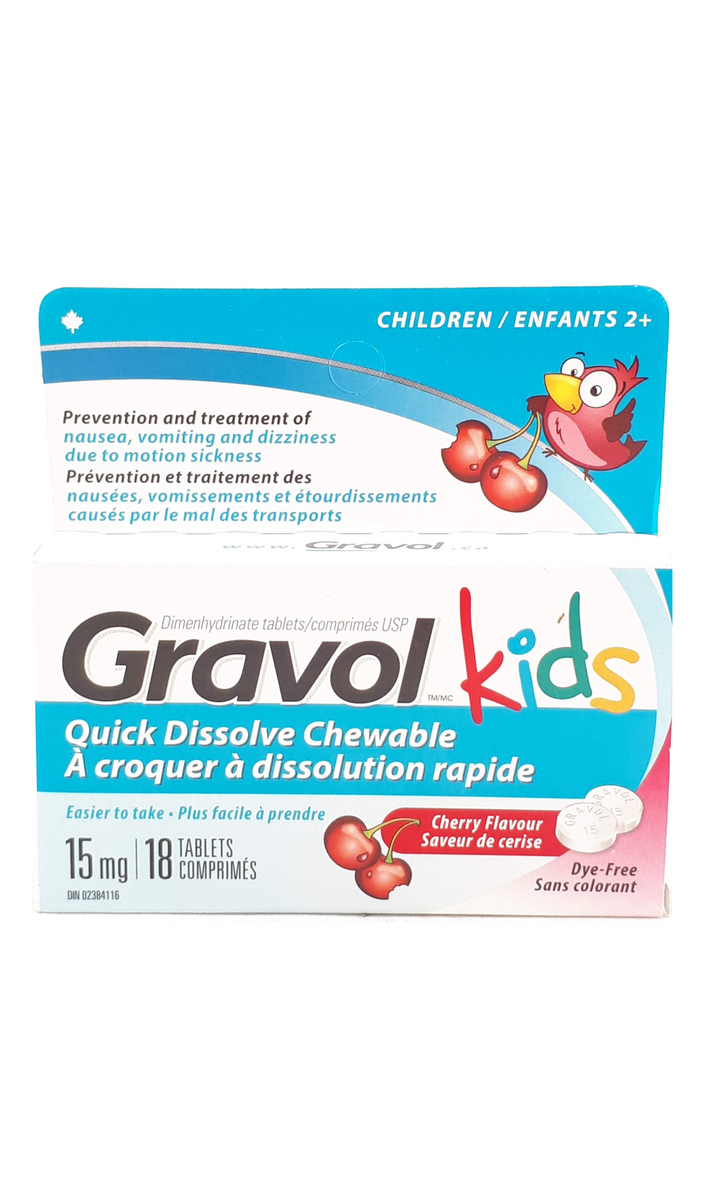 Gravol Kids, Chewable, 18 tablets – Green Valley Pharmacy