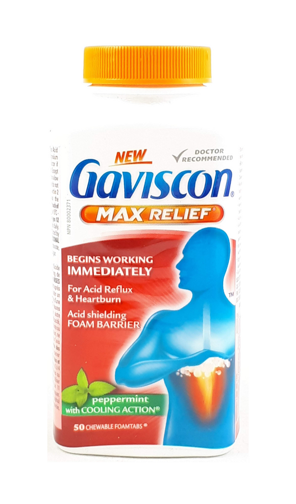 Gaviscon Max Relief, Mint, 50 tablets – Green Valley Pharmacy