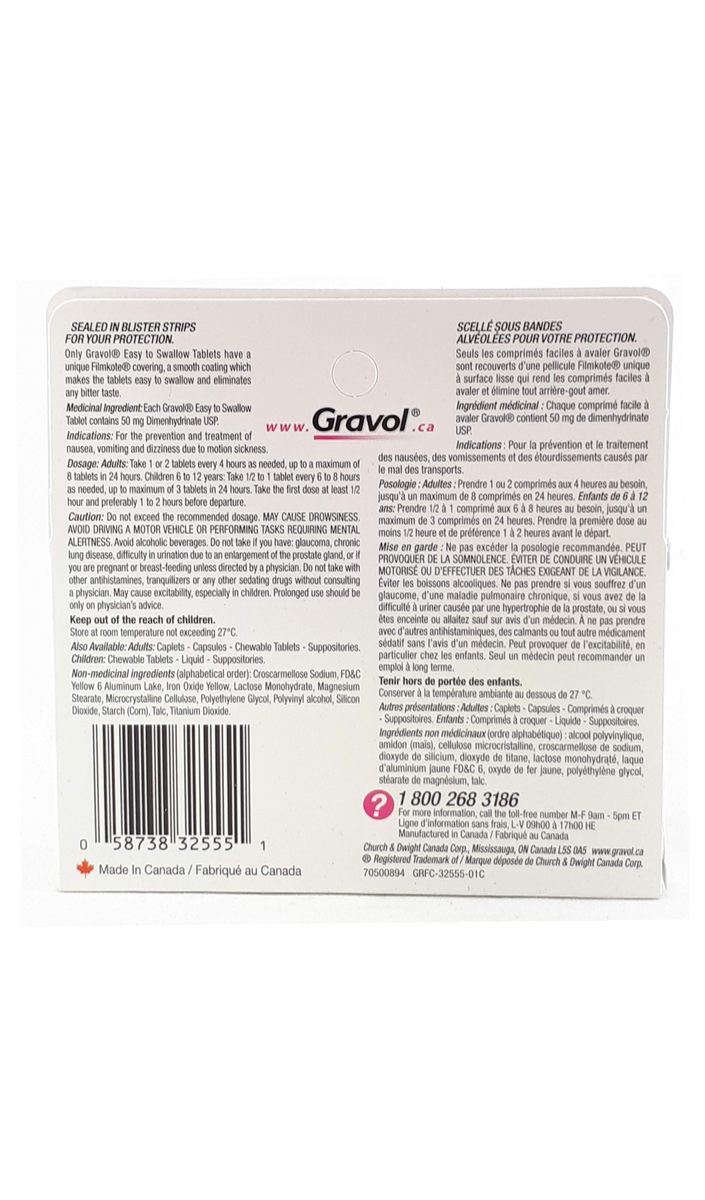 Gravol, 50 mg, 30 tablets – Green Valley Pharmacy