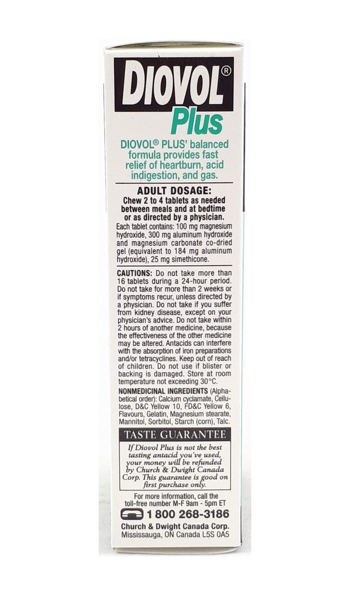 Diovol Plus, Fresh Mint, 50 Tablets – Green Valley Pharmacy