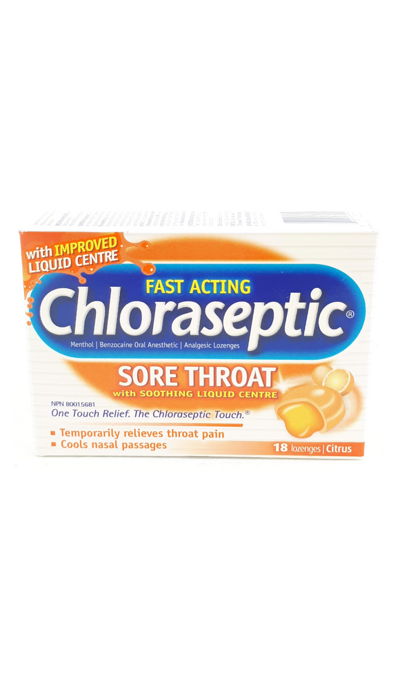 Chloraseptic, Citrus Flavor, 18 Lozenges – Green Valley Pharmacy