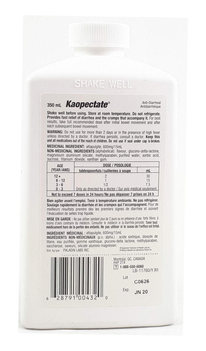 Kaopectate Suspension, Vanilla Flavor, 350 mL – Green Valley Pharmacy