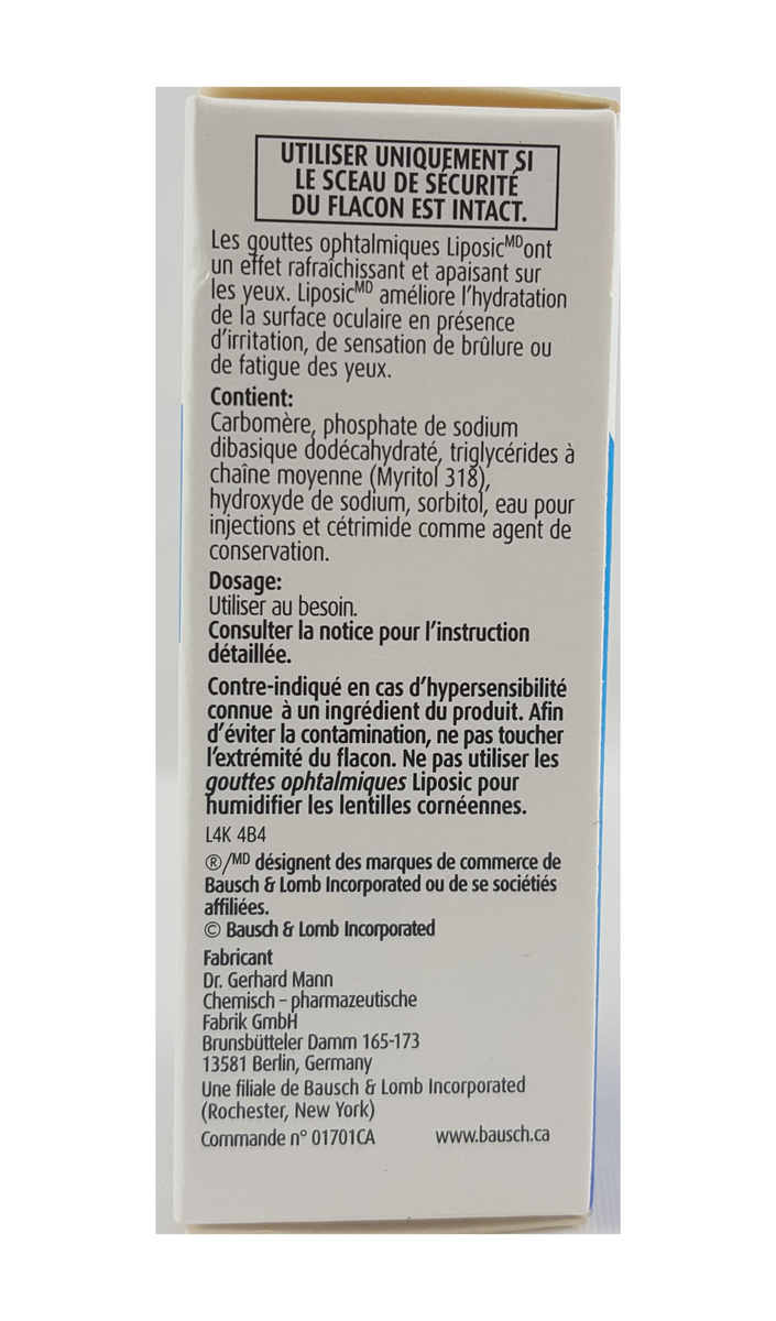 Liposic, Eye Drops, 10 mL – Green Valley Pharmacy